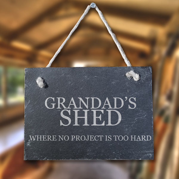 Slate Plaque 'Grandad's Shed' – Love Emma